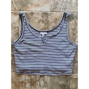 Topshop | Tops | Nwot Topshop White Stripe Notch Crop Tank Top | Poshmark